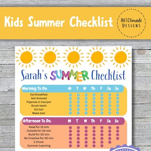Printable EDITABLE Kids Summer Checklist - Etsy