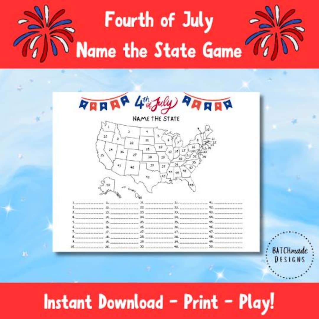 Fourth of July Name the State Quiz Game – USA Geography Activity ...
