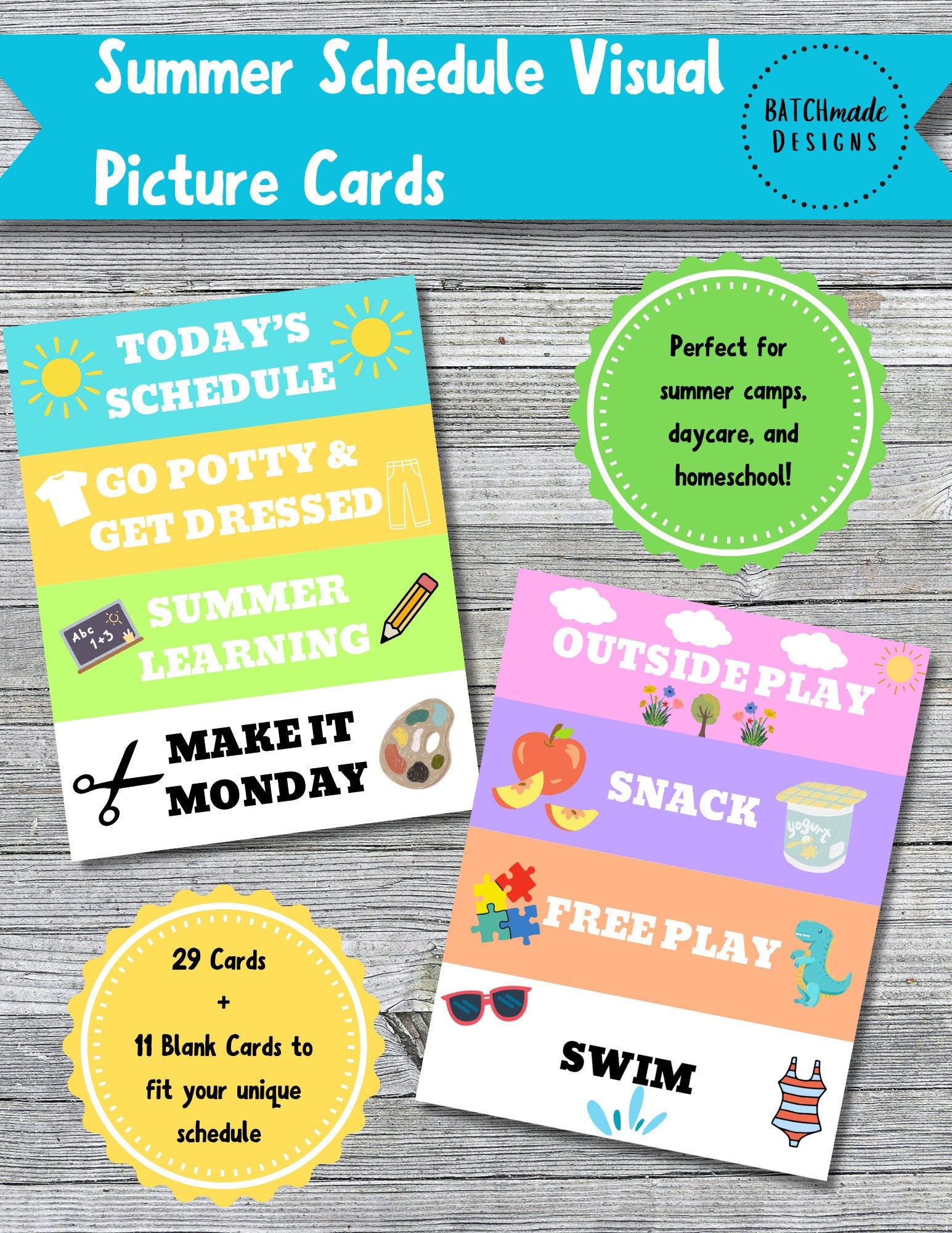 PRINTABLE Summer Schedule Visual Cards, Summer Routine Visual Schedule ...