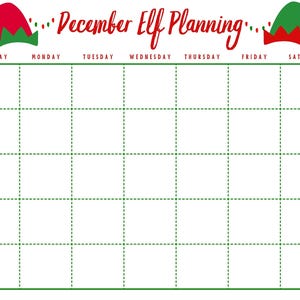 Elf Calendar Printable - Plan Your Elf's December Adventures, Elf ...