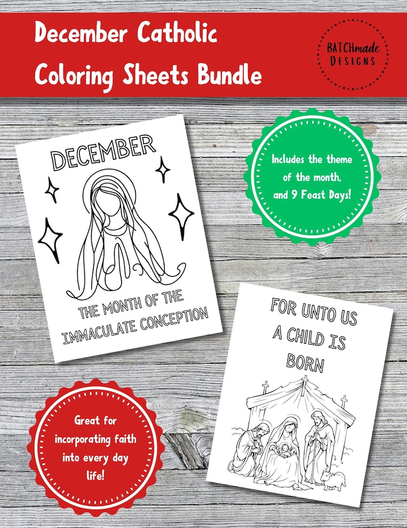 December Catholic Coloring Page Bundle| Printable Saints & Prayers ...