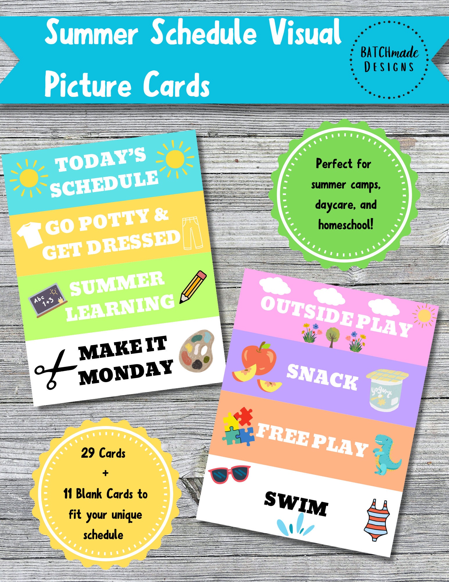 PRINTABLE Summer Schedule Visual Cards, Summer Routine Visual Schedule ...