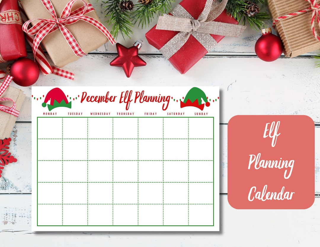 Elf Calendar Printable - Plan Your Elf's December Adventures, Elf ...