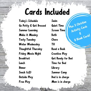 PRINTABLE Summer Schedule Visual Cards With Christian Activities Such ...