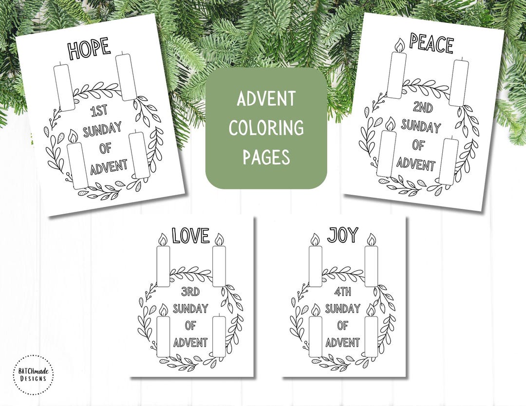 Advent Coloring Pages - Themes of Hope, Peace, Love & Joy - Digital ...