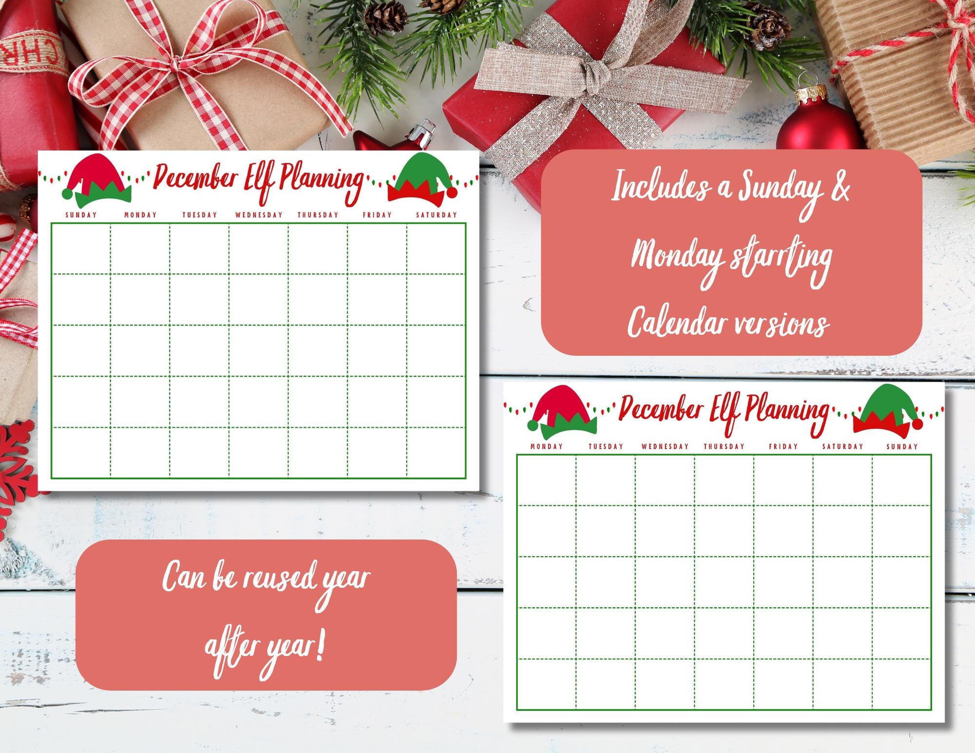 Elf Calendar Printable - Plan Your Elf's December Adventures, Elf ...