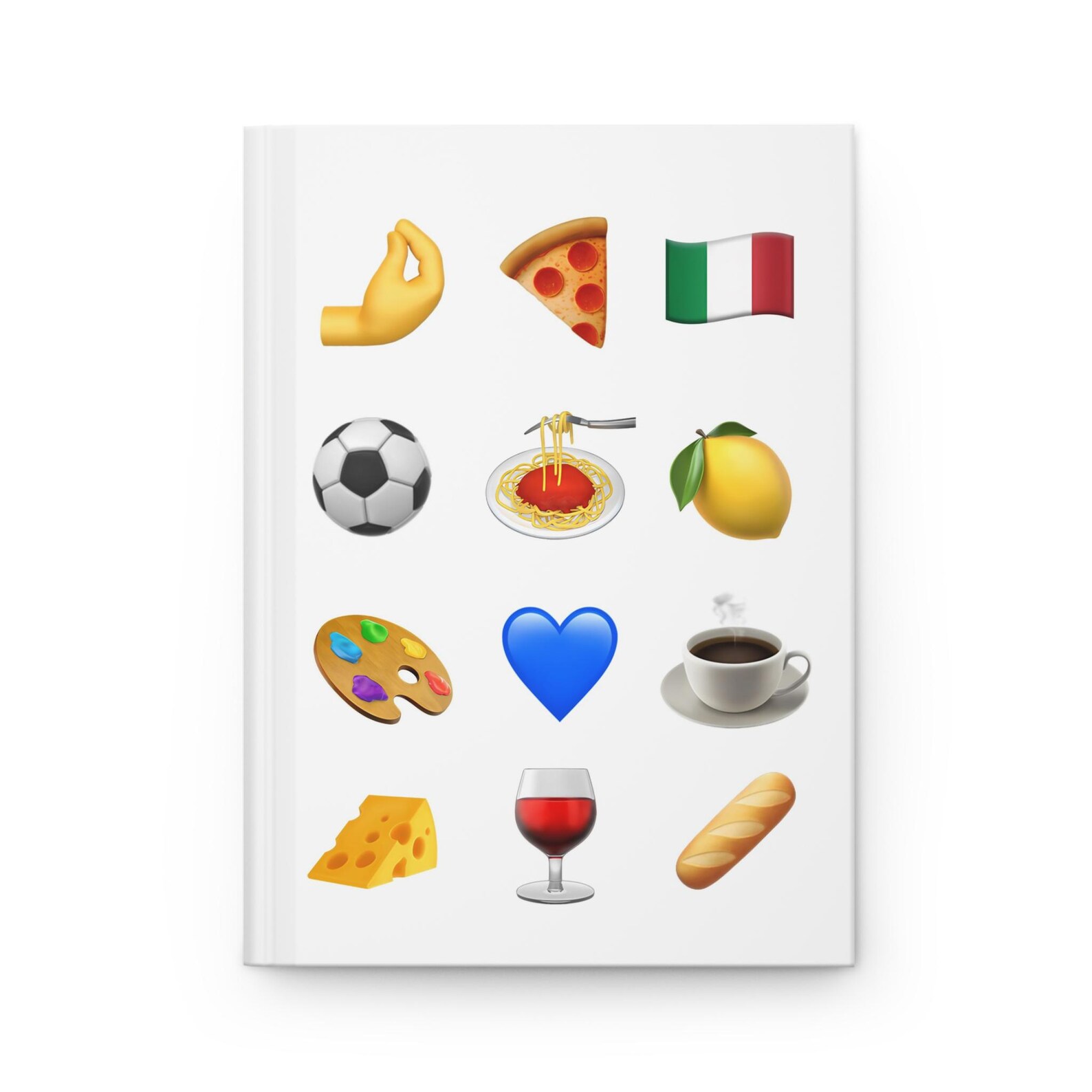 Italian Emoji Hardcover Journal, Italy School Notebook, White Emoji ...