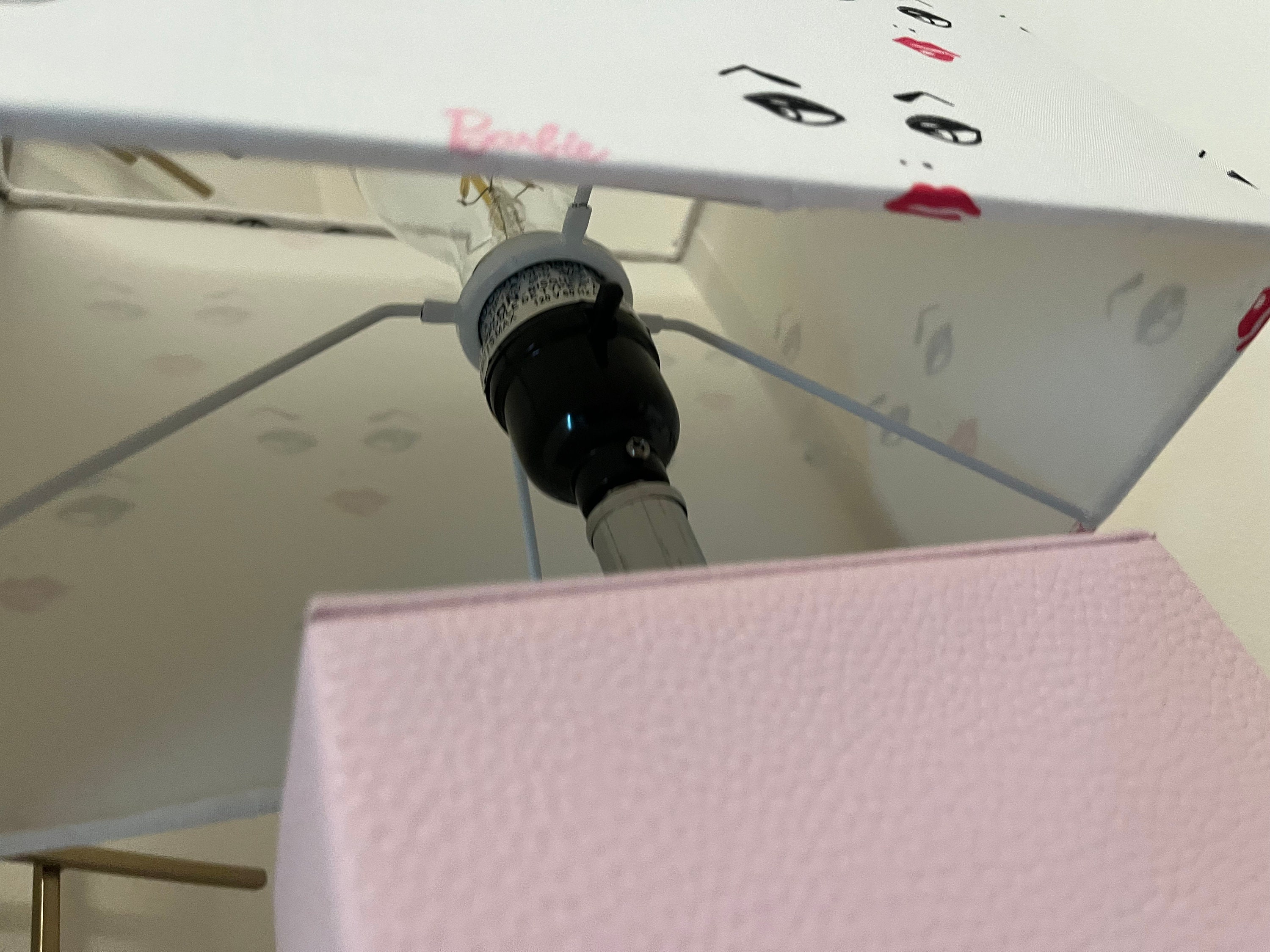 Barbie Licensed Fabric Covered Lamp Shade With Pink Pleather Table Lamp ...