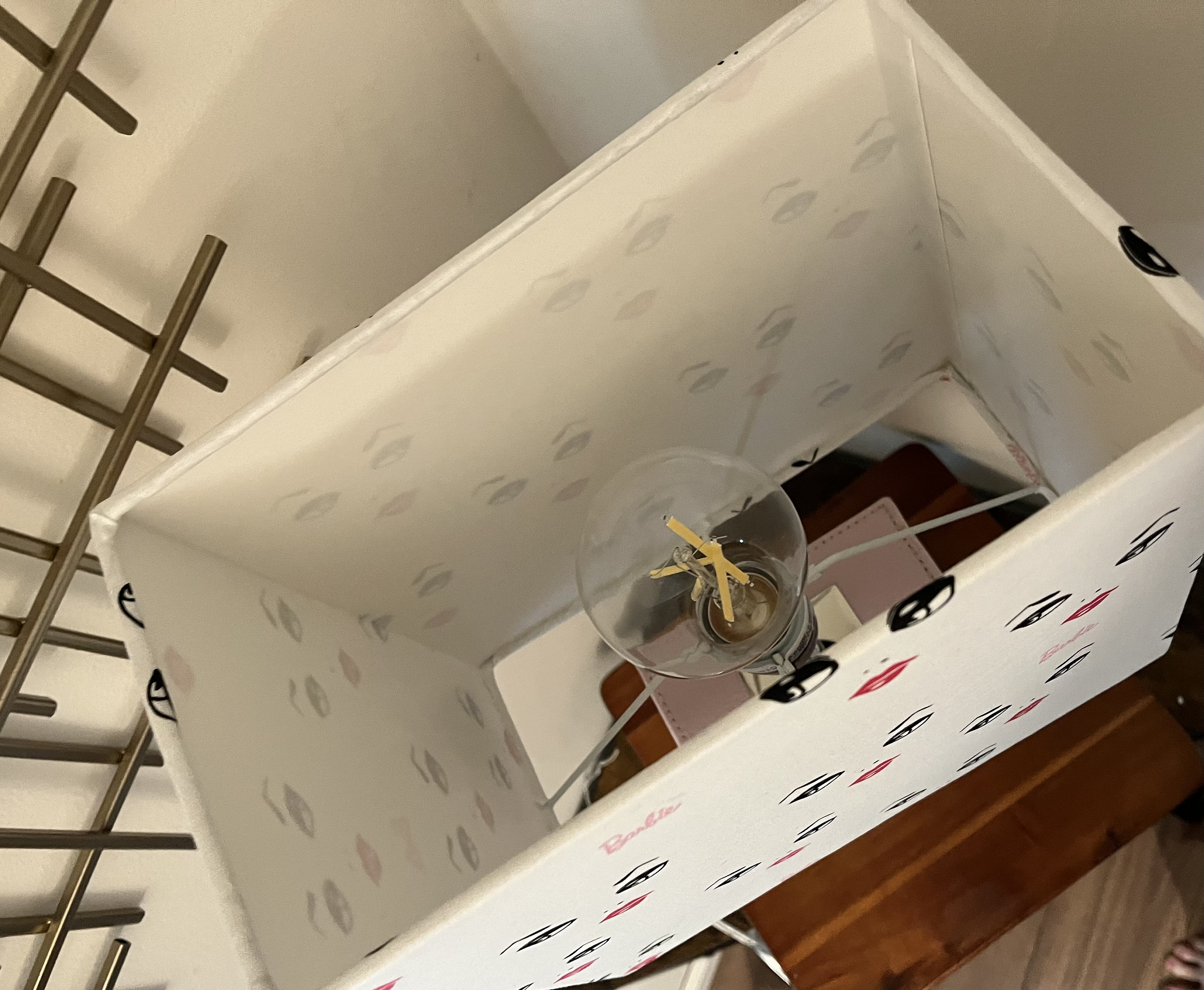 Barbie Licensed Fabric Covered Lamp Shade With Pink Pleather Table Lamp ...