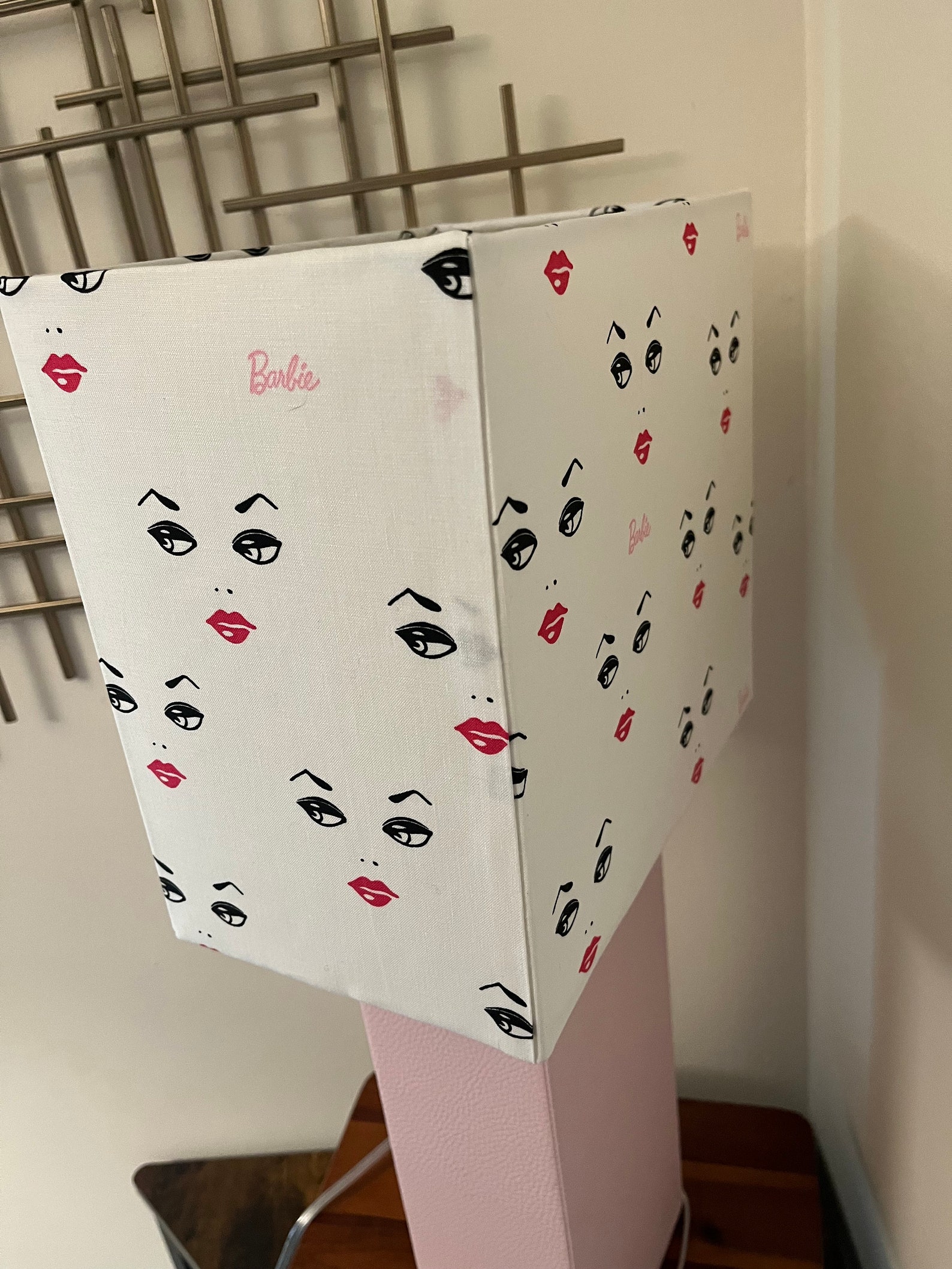 Barbie Licensed Fabric Covered Lamp Shade With Pink Pleather Table Lamp ...