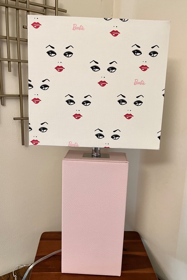Barbie Licensed Fabric Covered Lamp Shade With Pink Pleather Table Lamp ...