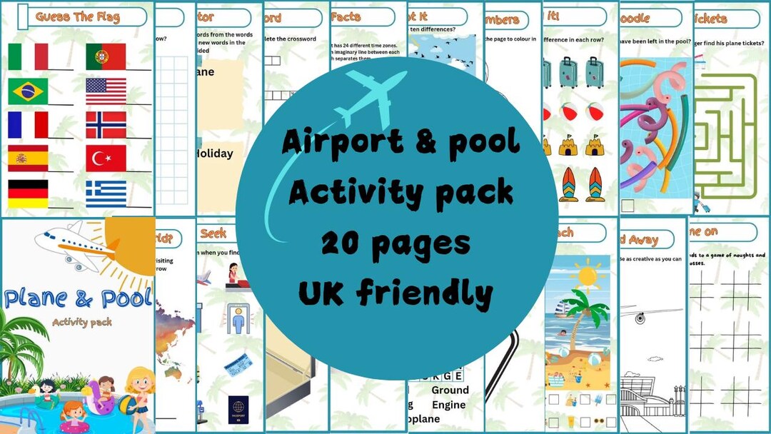 Airport Travel Activity Pack for Kids. Print at Home Activity Pack - Etsy