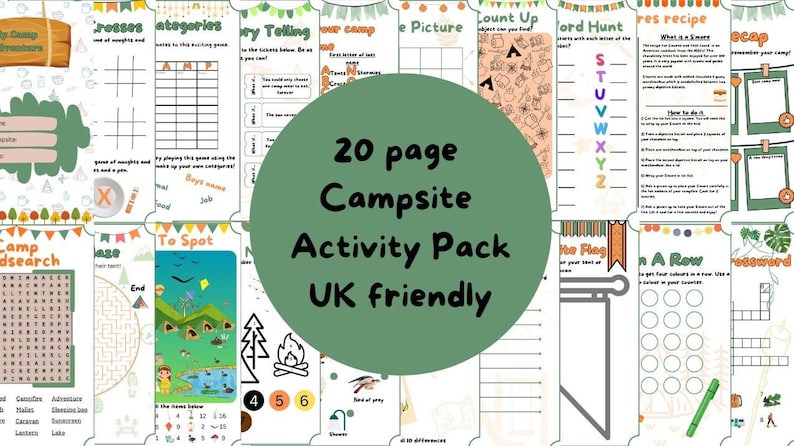 Printable Travel Games for Kids Camping Edition: Kids Holiday Pack ...