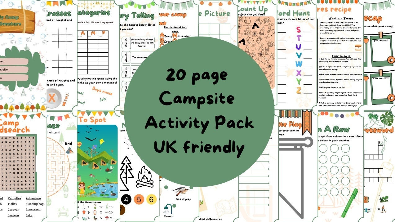 Printable Travel Games for Kids Camping Edition: Kids Holiday Pack ...