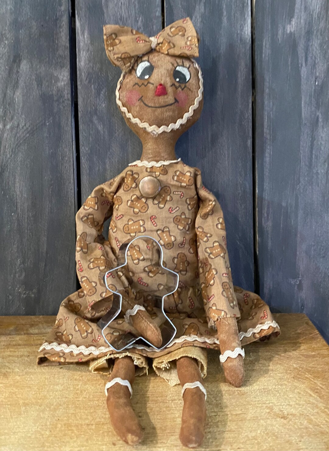 Primitive Aged Rag Gingerbread Doll Ginny - Etsy