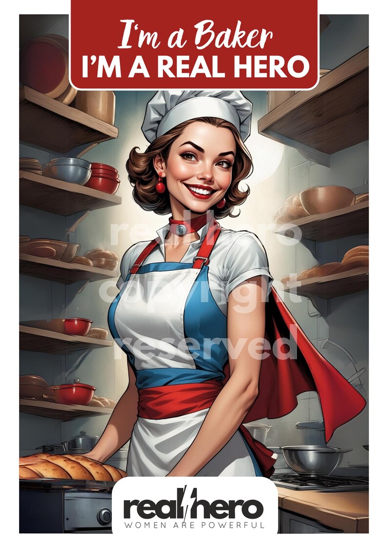 Baker Appreciation Printable Superhero Baker Theme Kitchen Wall Art ...