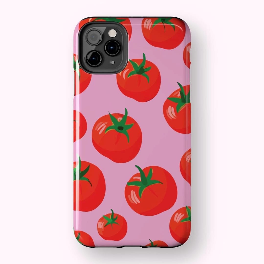 Pink Tomato Phone Case | Fruit & Vegetable Pattern | Playful Food Print ...