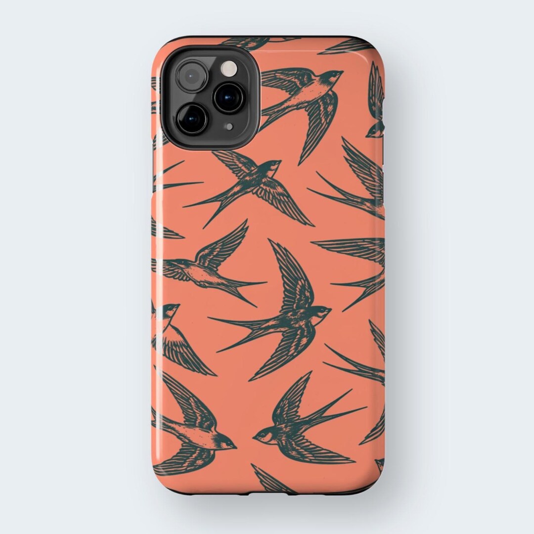 Flying Bird Phone Case | Swallow Illustration | Vintage Style Pattern ...