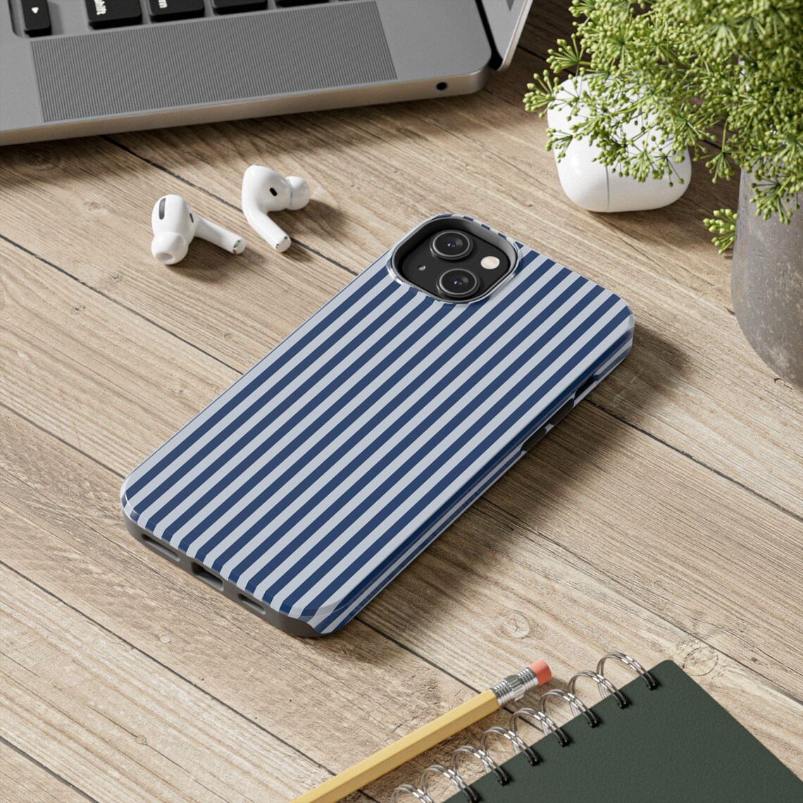 Blue Pinstripe Phone Case | Classic Striped Design | Simple & Cute ...