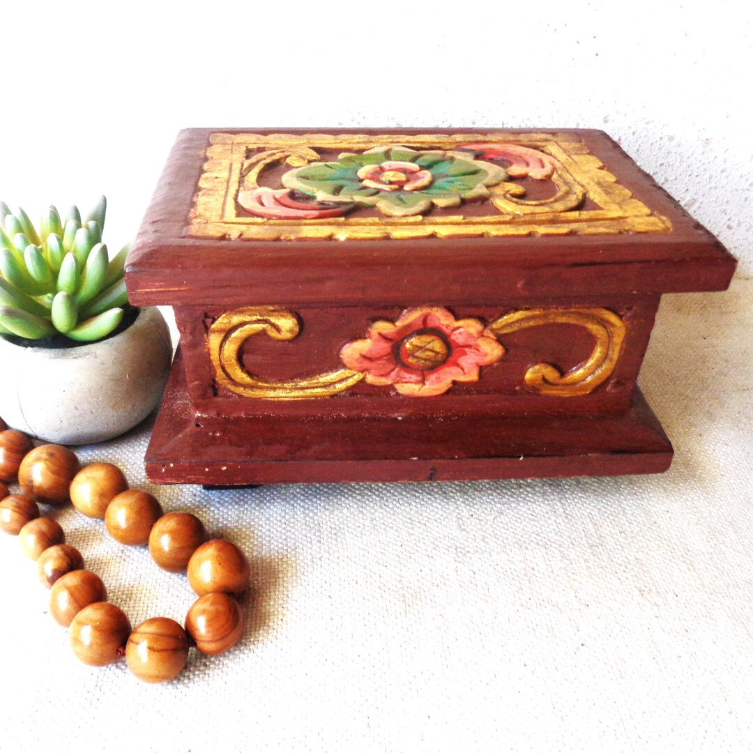 Vintage Wood Carved Box Rustic Mexico Folk Art - Etsy