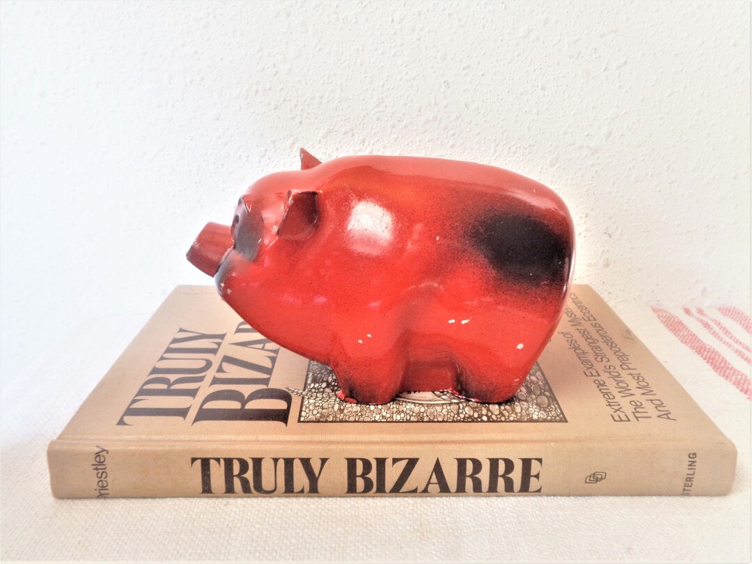 Vintage Pig Red Metal Piggy Bank Advertising Prudential - Etsy