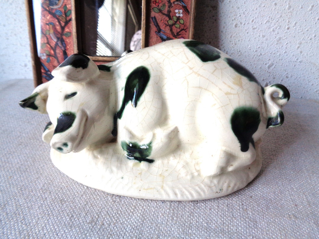 Vintage Sleeping Pig Ceramic Figurine Signed M Conforti - Etsy