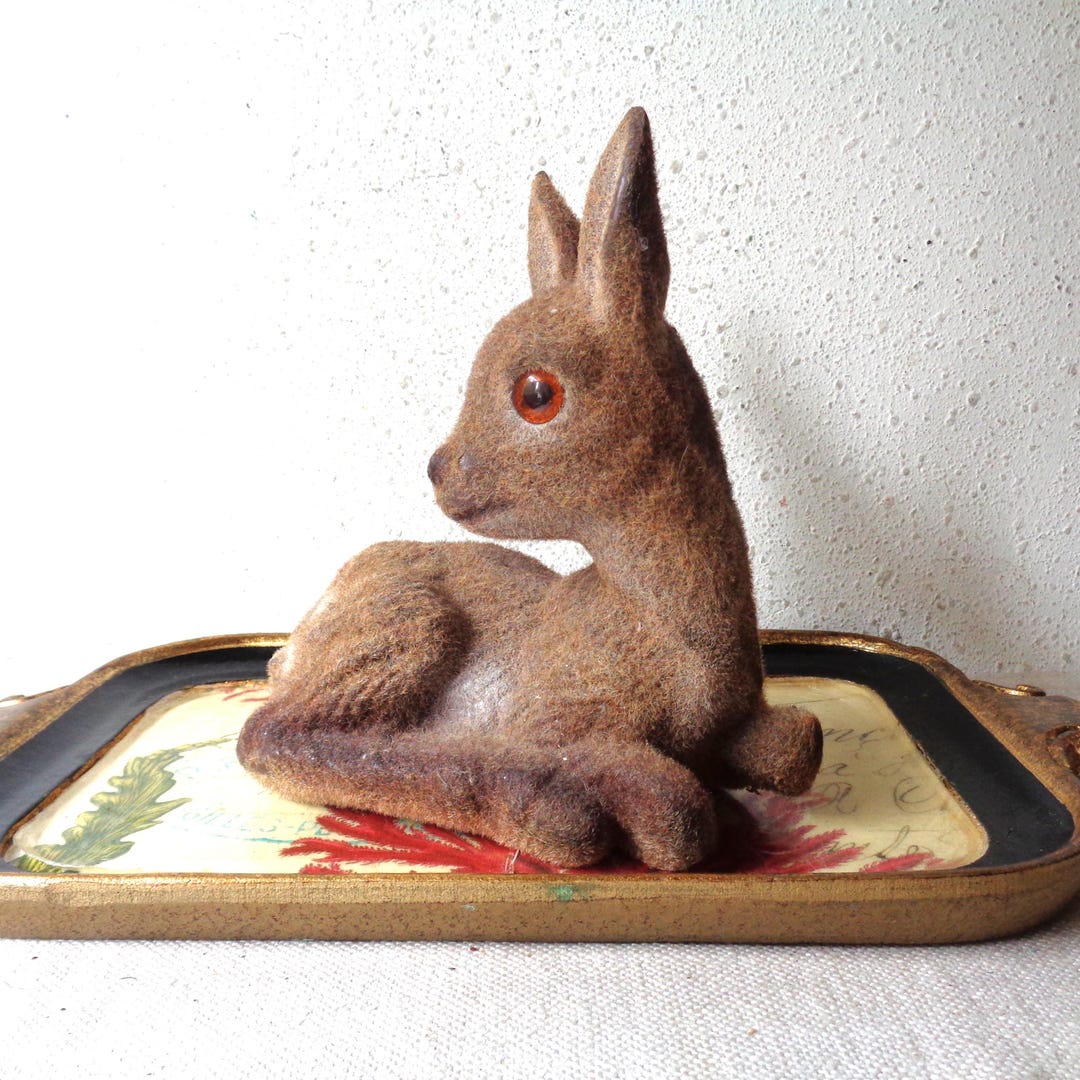 Vintage Fawn Deer Fuzzy Flocked Woodland Decor Baby - Etsy