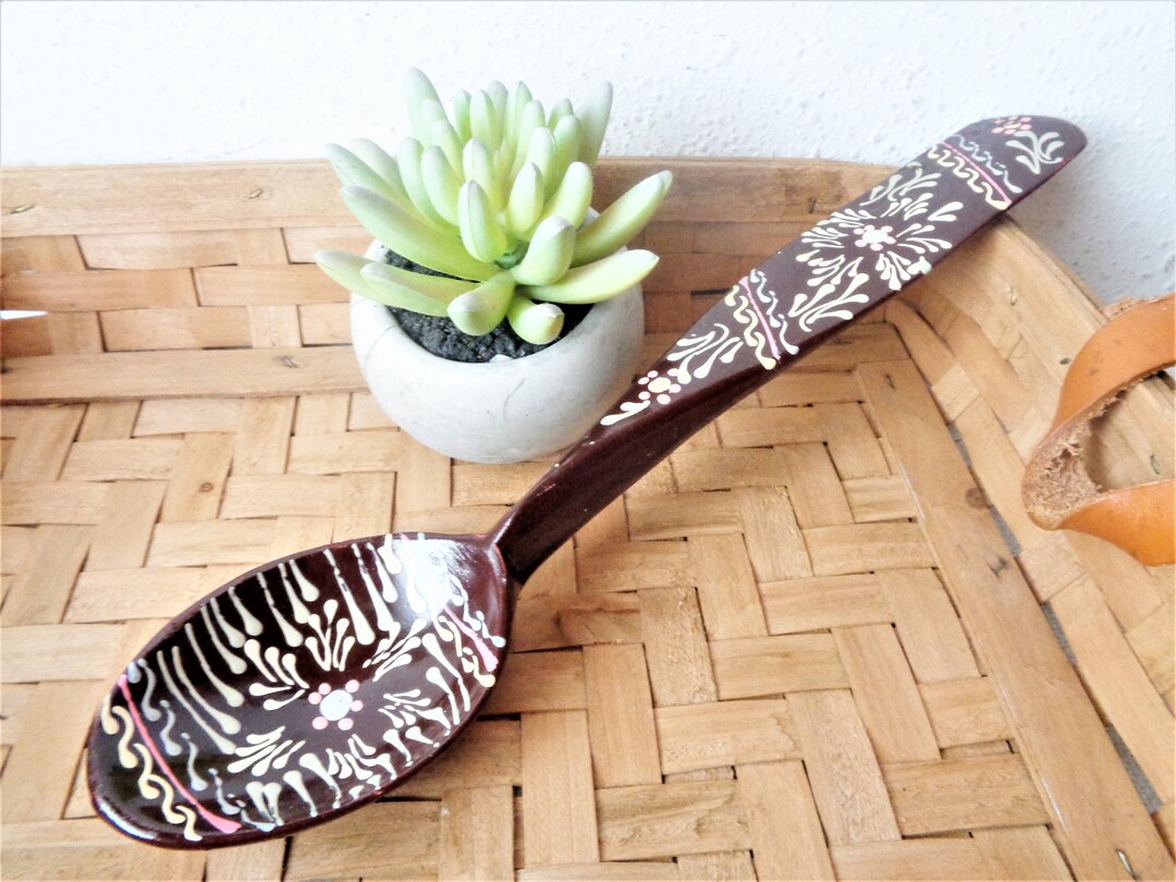 Vintage Wood Spoon Folk Art Painted - Etsy