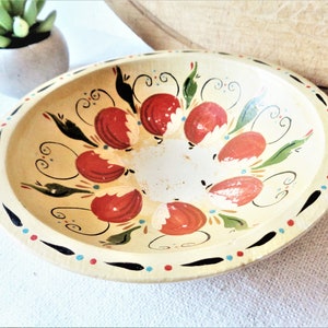 Vintage Wood Bowl Tole Painted Folk Art - Etsy