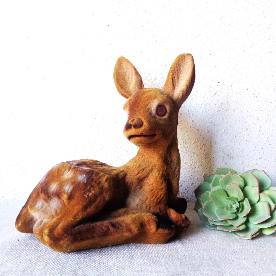 Vintage Baby Deer Fawn Fuzzy Flocked Decor - Etsy