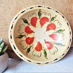Vintage Wood Bowl Tole Painted Folk Art - Etsy