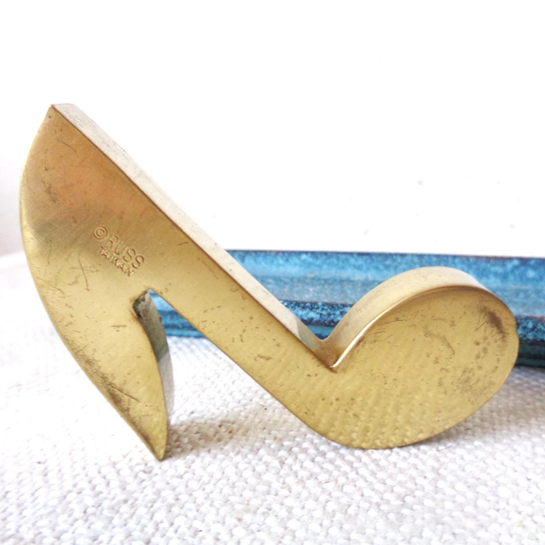 Vintage Musical Note Paperweight Solid Brass Miniature - Etsy
