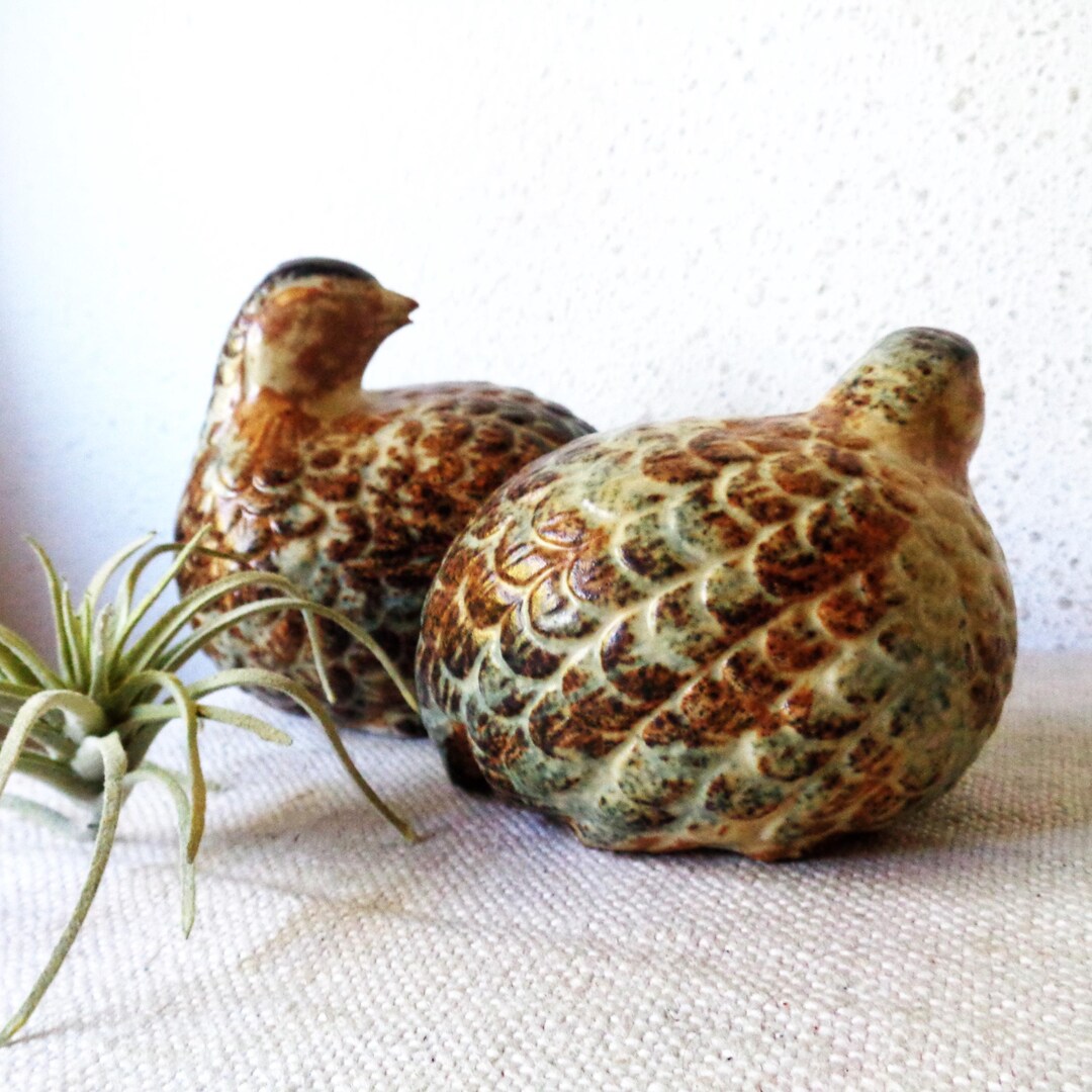 Vintage Bird Figurines Ceramic Quail Partridge - Etsy