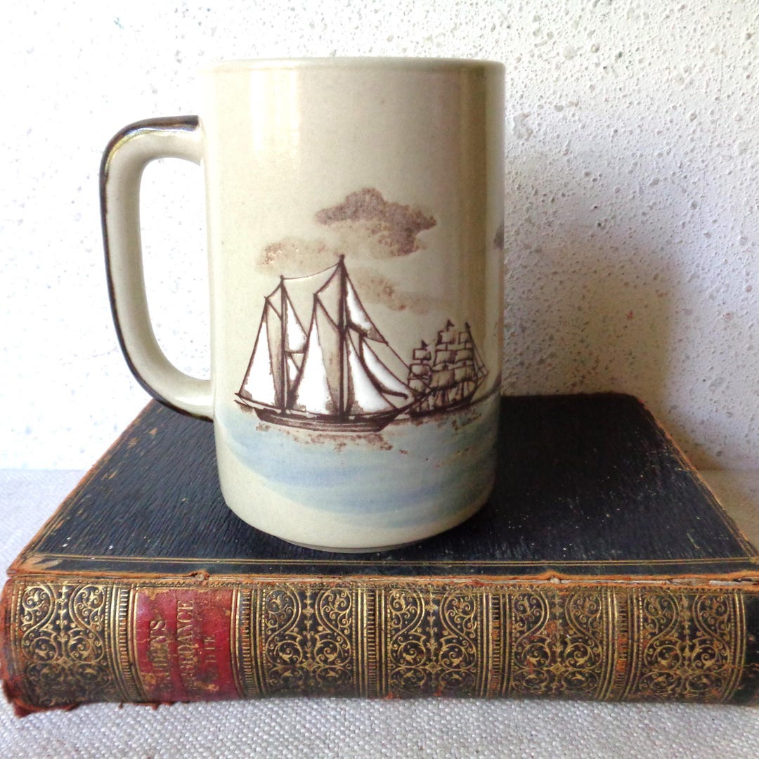 Vintage Grande Mug Tall Ship in Harbor Otagiri Japan - Etsy