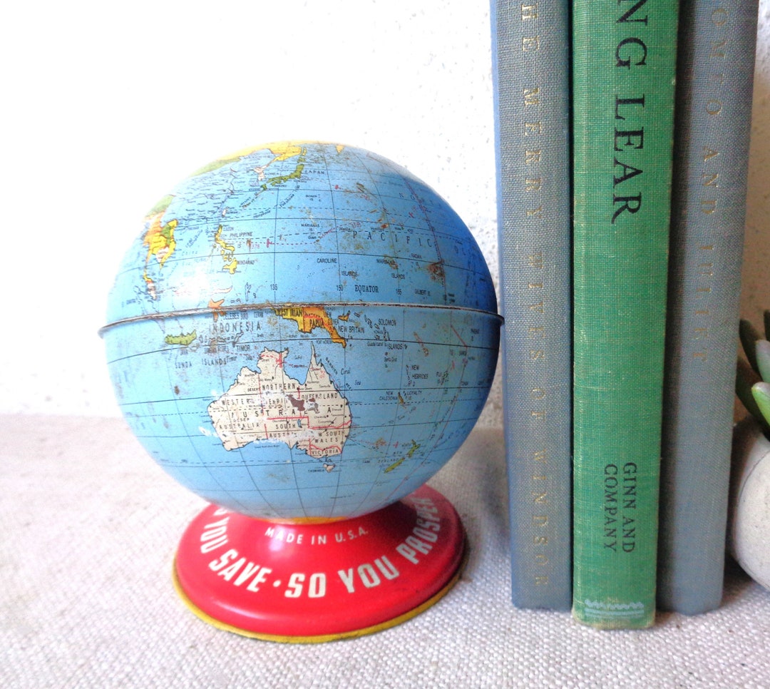 Vintage World Globe Coin Bank - Etsy