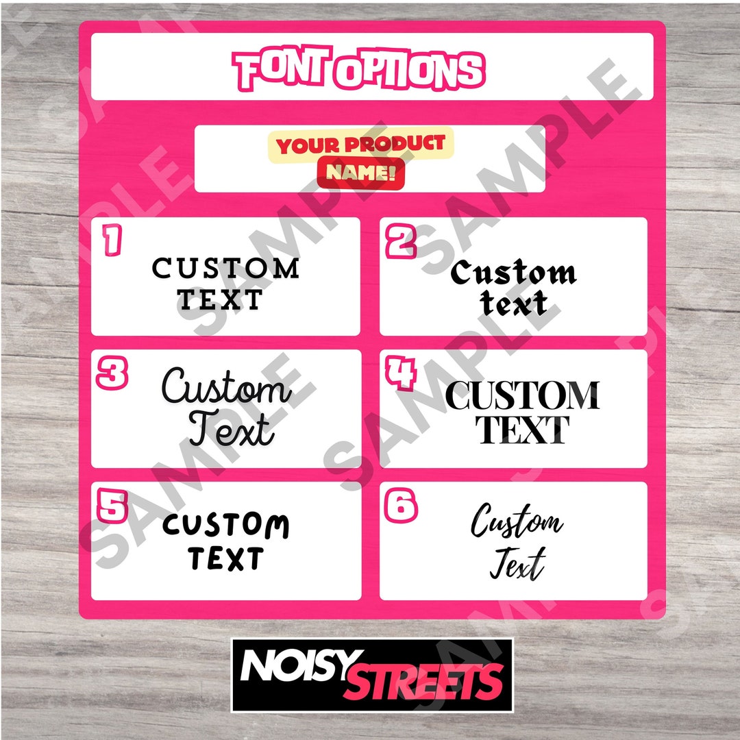 FONT CHART for Listing, Etsy Store Custom Text Chart, Personalization ...