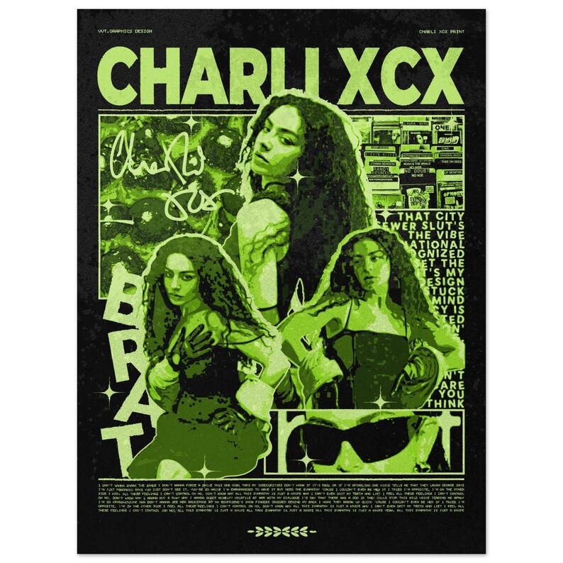 Charli XCX Brat Poster || Music Graphic Print || Green / Black - Etsy