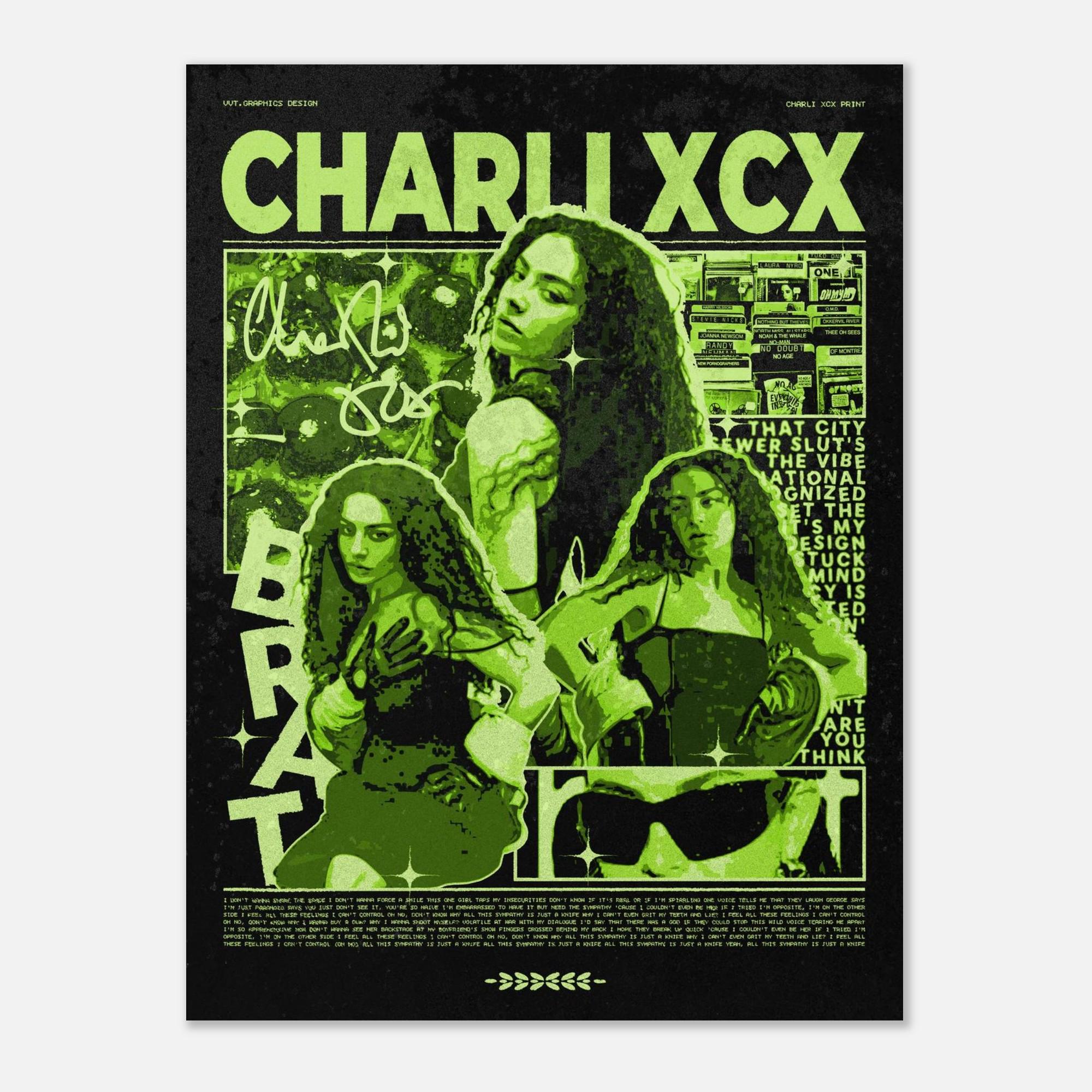 Charli XCX Brat Poster || Music Graphic Print || Green / Black - Etsy