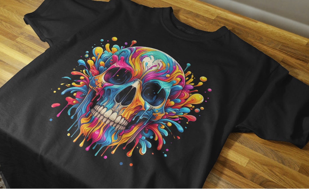 Paint Splat Multi Color Skull - Etsy