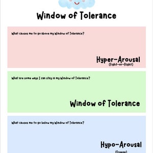 Window of Tolerance Worksheet - Etsy