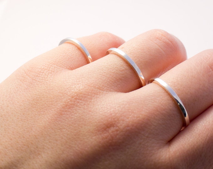 Stylish and Simple Stacking Rings, Minimal Rings, Silver Rings, Square ...