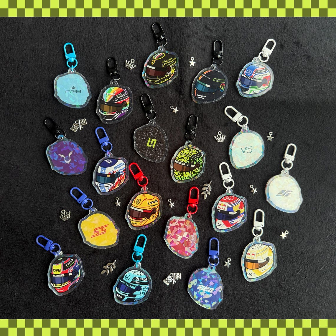 F1 Formula One Driver Helmet Holographic Keychains Lando Norris Charles ...