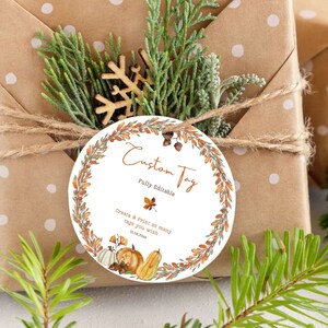 Autumn Round Favor Tag Template | Thanksgiving Favor Tags Template ...