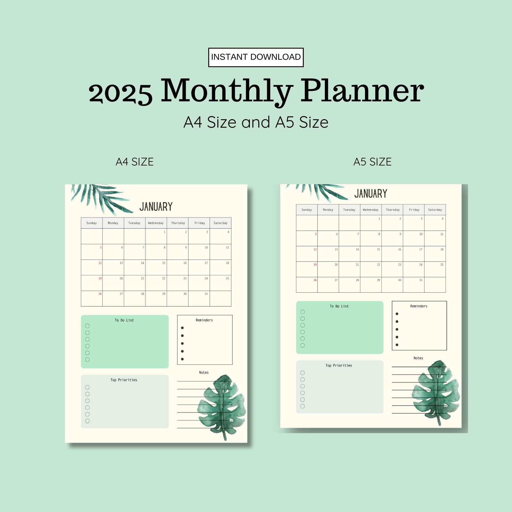 2025 Greenery Planner | 2025 Monthly Planner | Botanical Planner 2025 ...