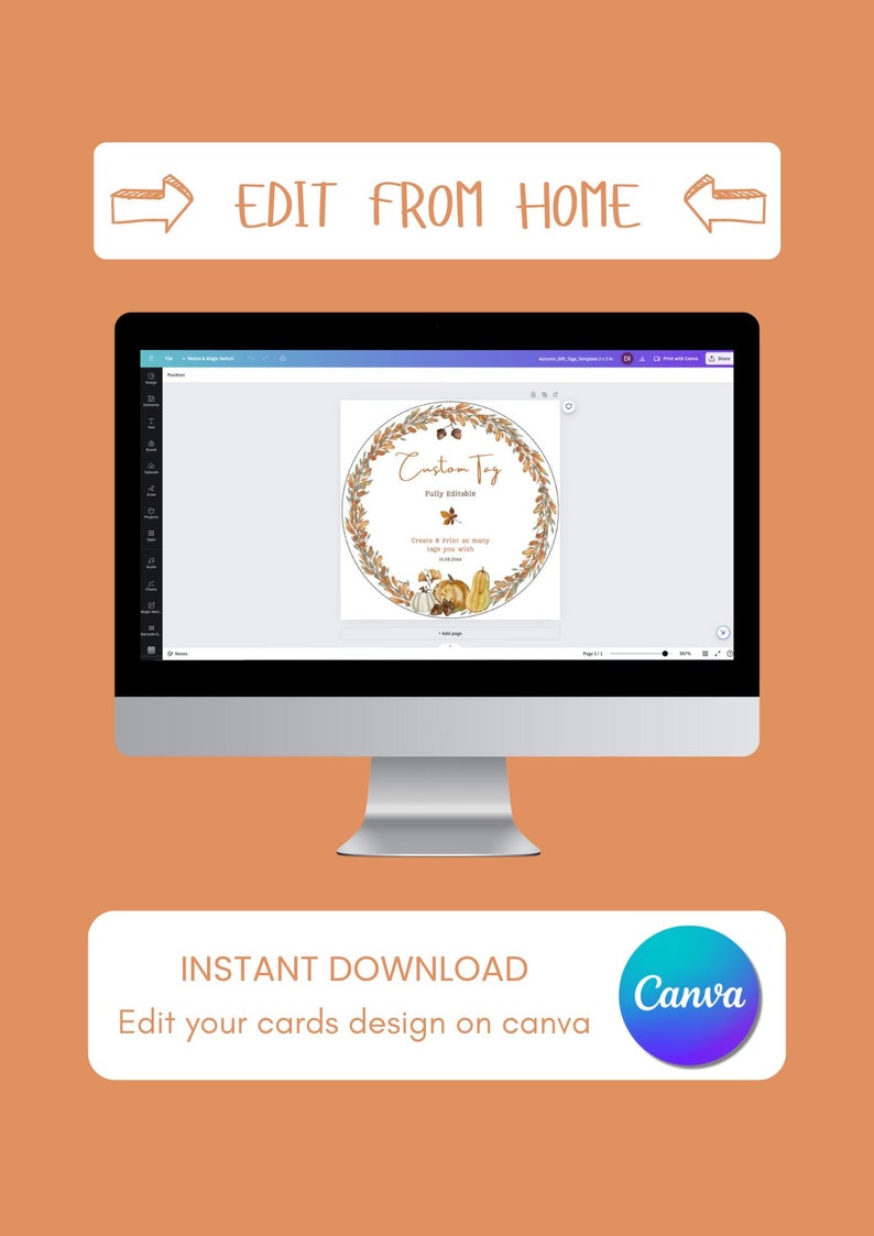 Autumn Round Favor Tag Template | Thanksgiving Favor Tags Template ...
