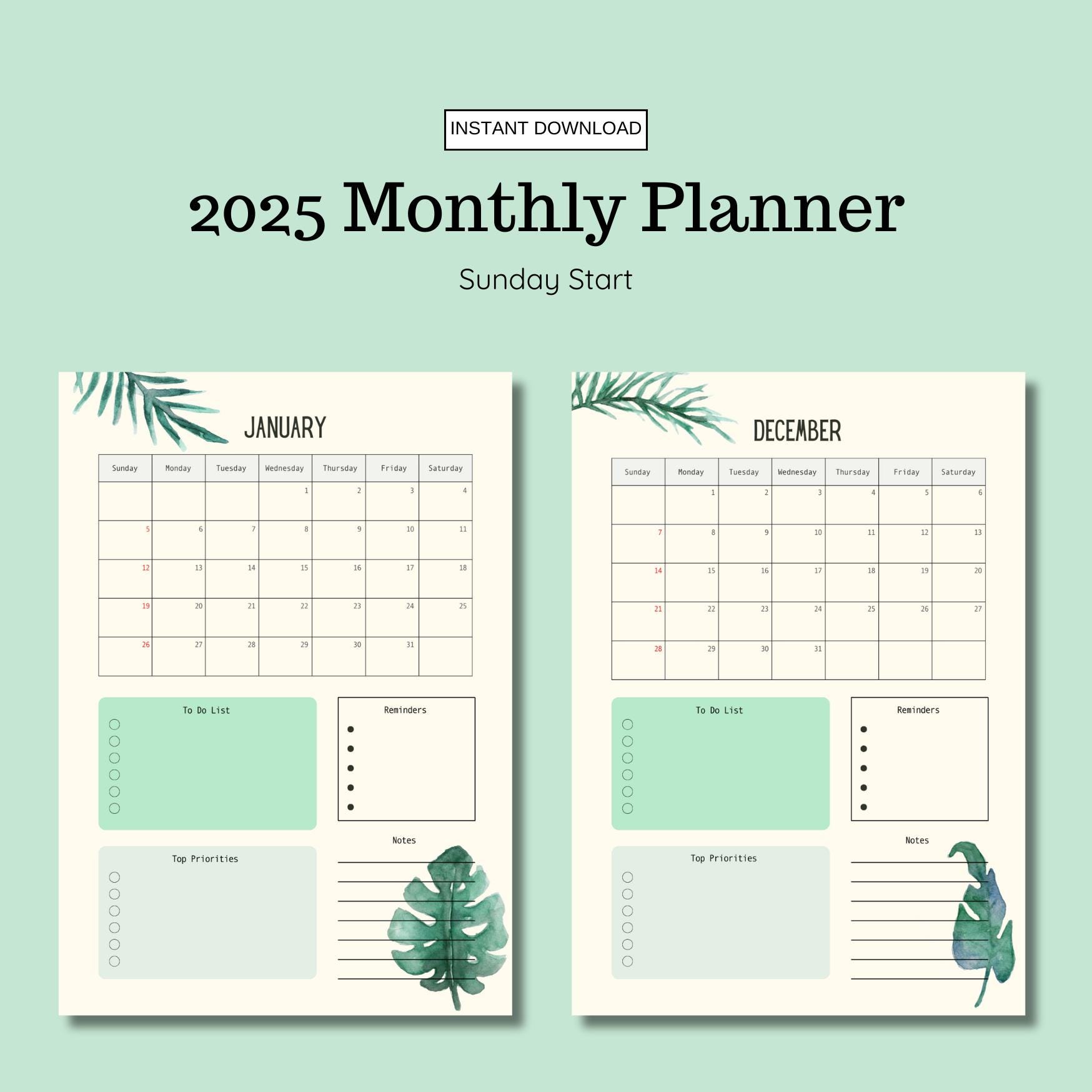 2025 Greenery Planner | 2025 Monthly Planner | Botanical Planner 2025 ...