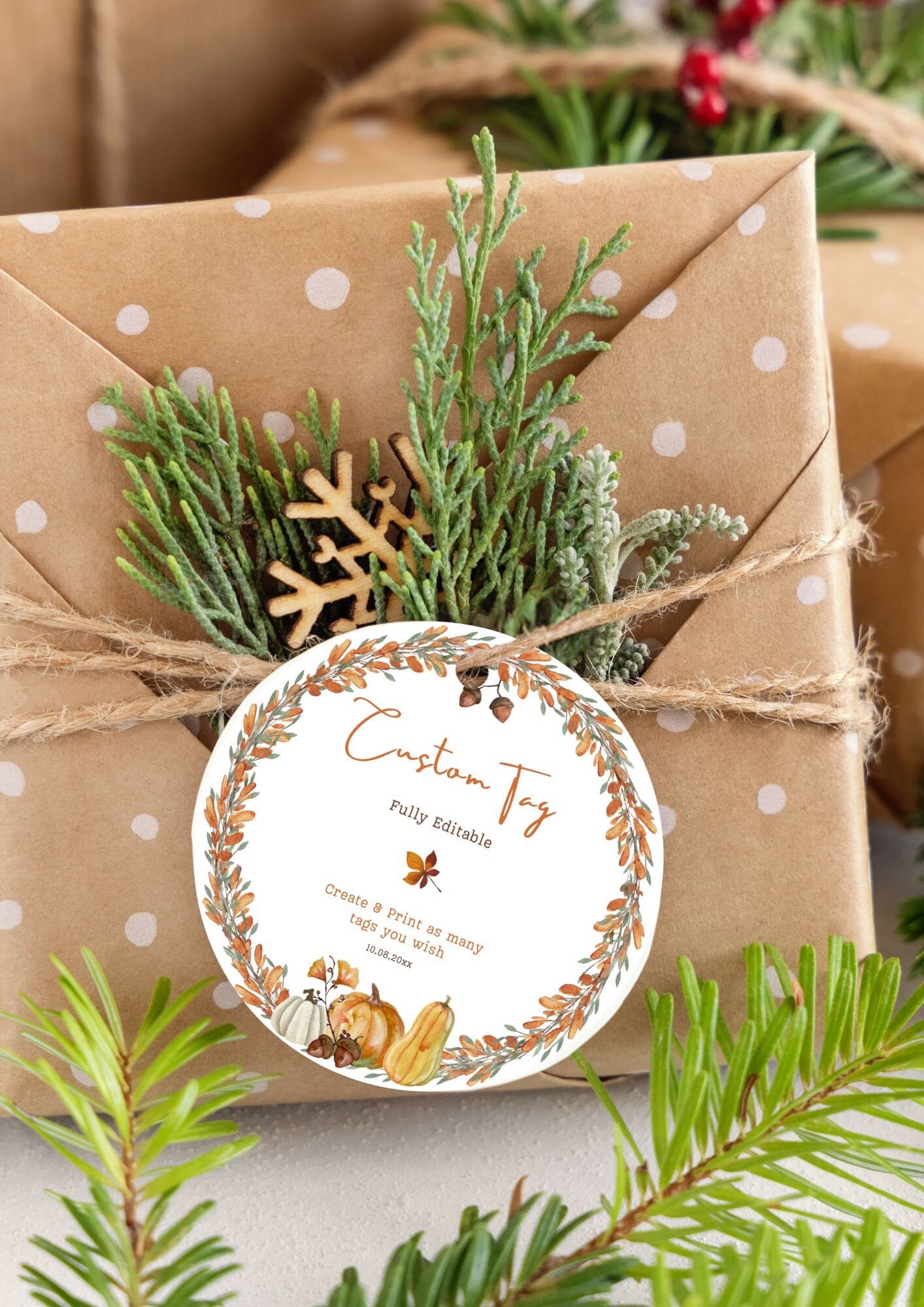 Autumn Round Favor Tag Template | Thanksgiving Favor Tags Template ...