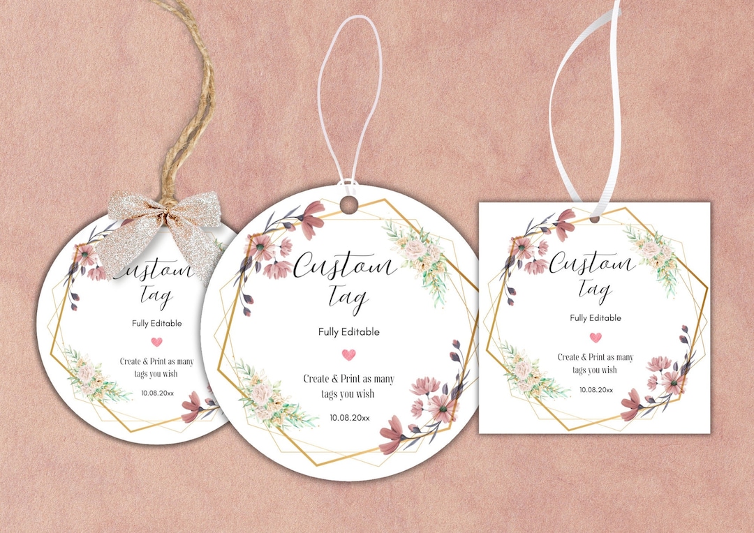 Round Favor Tag Template | Flower Favor Tags Template | Round ...