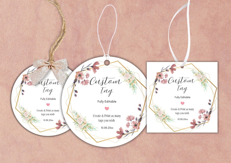 Round Favor Tag Template Flower Favor Tags Template Round & Rectangle ...