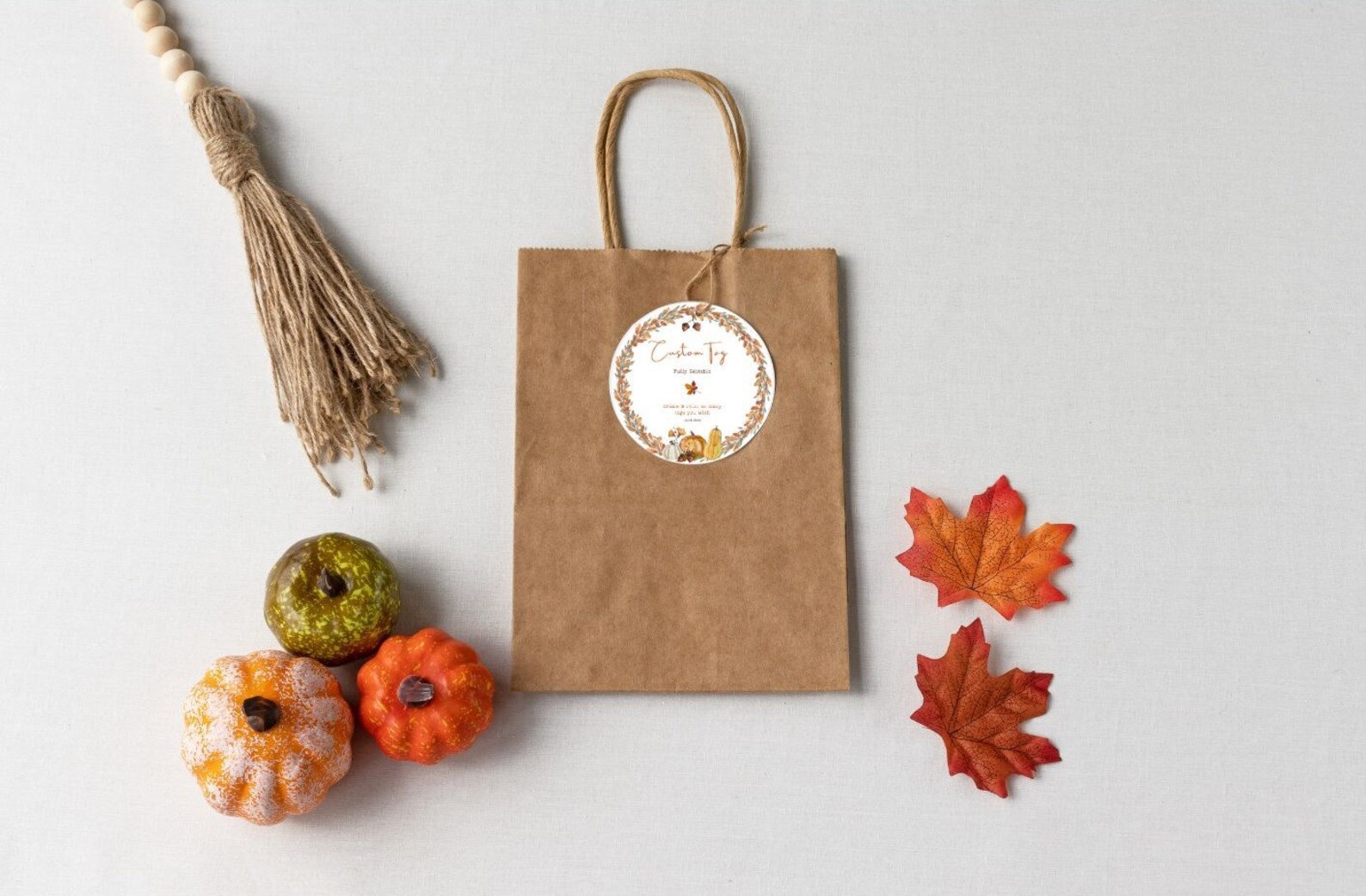 Autumn Round Favor Tag Template | Thanksgiving Favor Tags Template ...